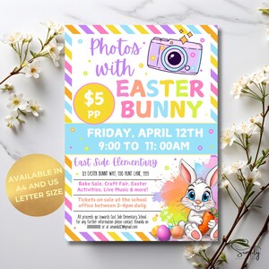 Photo With Easter Bunny Flyer, Easter Bake Sale Event, Spring Markets ...