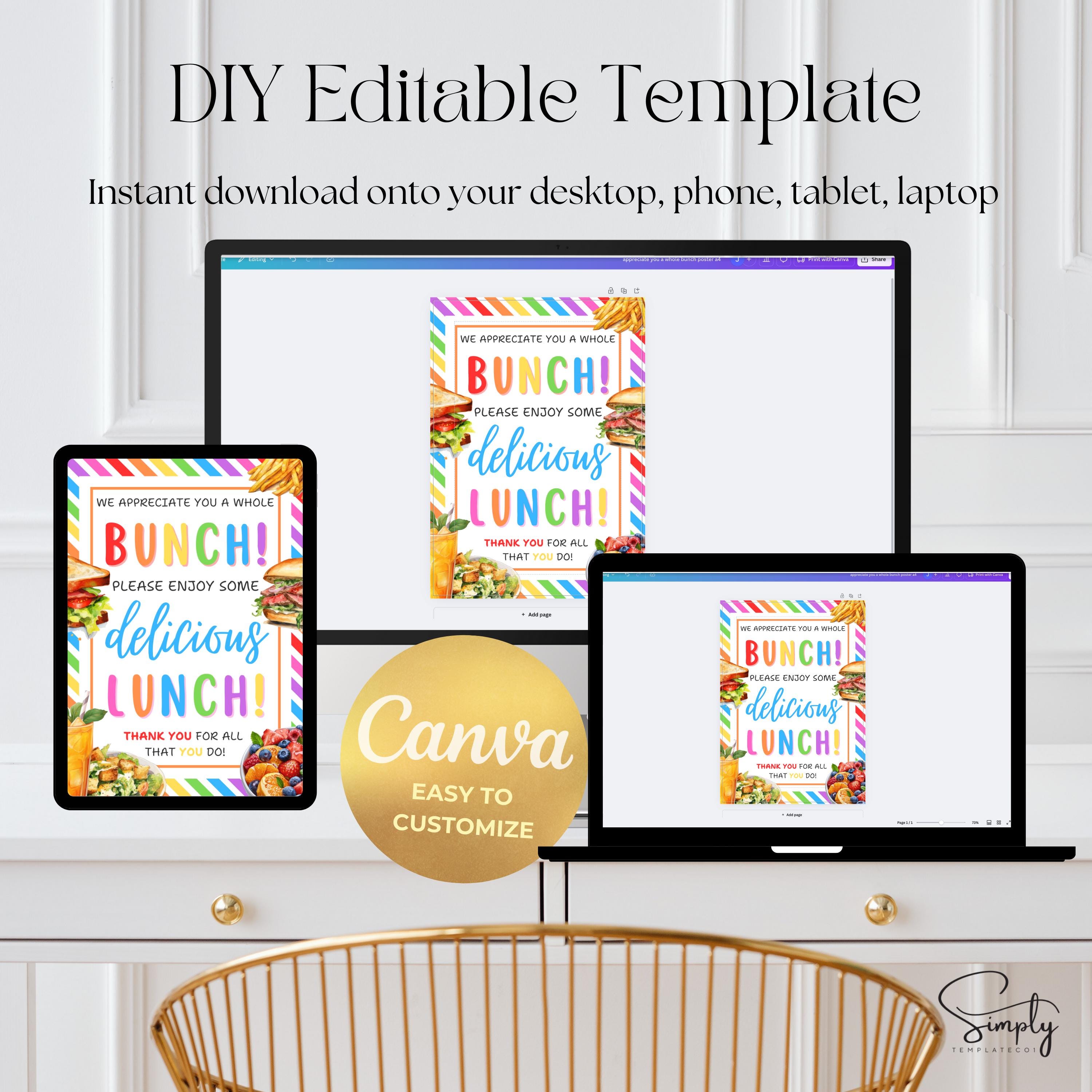 EDITABLE Lunch Appreciation Sign, Lunch Teacher Thank You Sign, Lunch ...