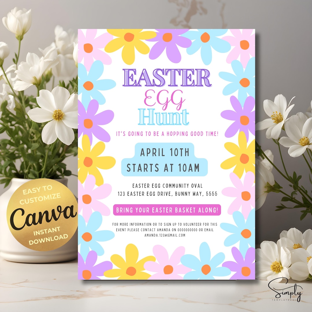 Easter Egg Hunt Flyer Editable Kids Egg Hunt Invite Easter Markets ...