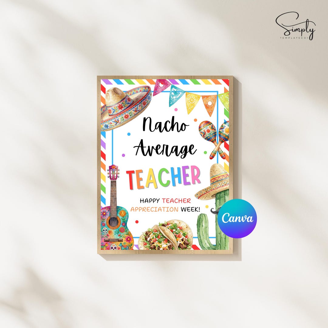 EDITABLE Nacho Average Teacher Appreciation Sign, Mexican Food Teachers ...
