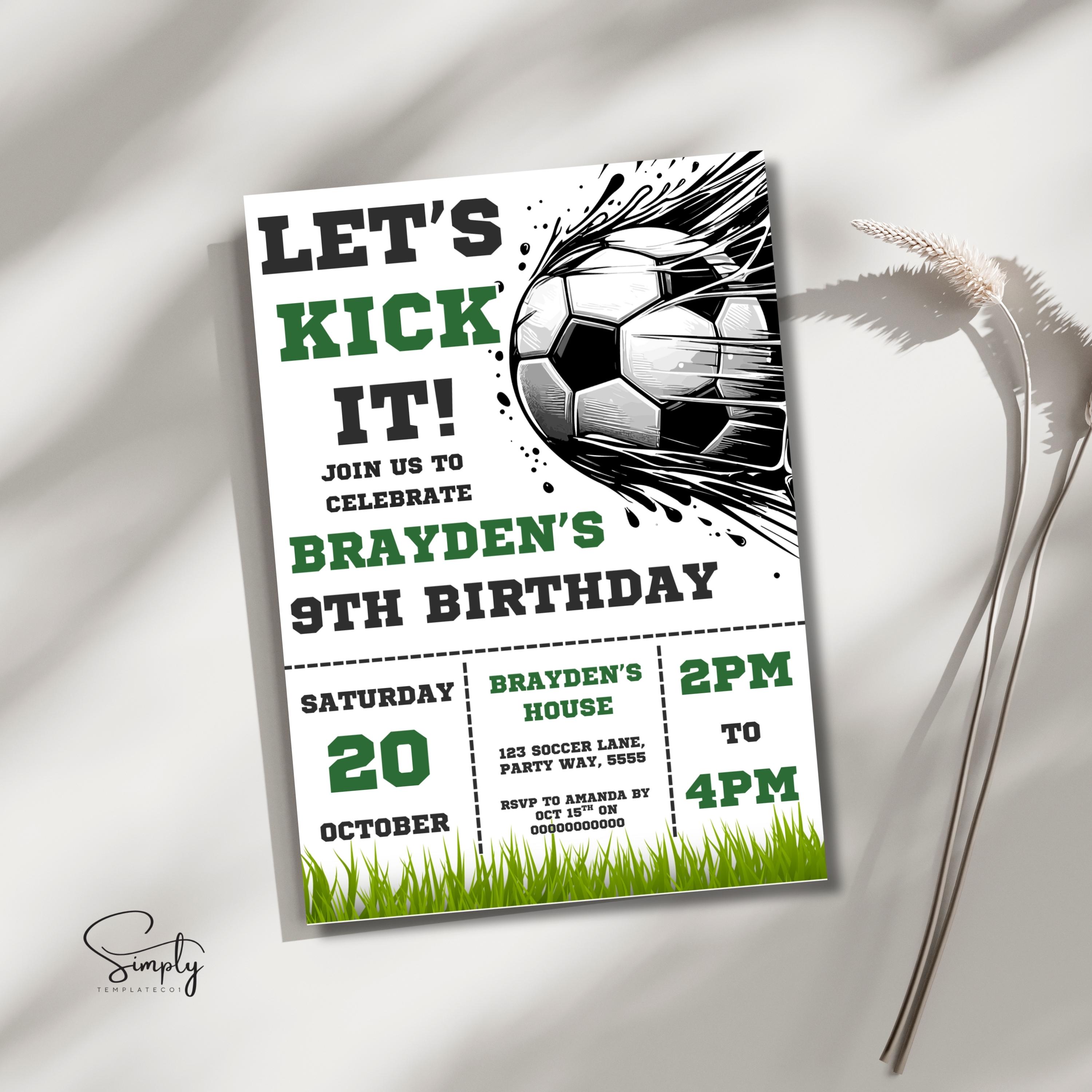 Editable Soccer Birthday Invitation Template, Football Invite, Kids ...