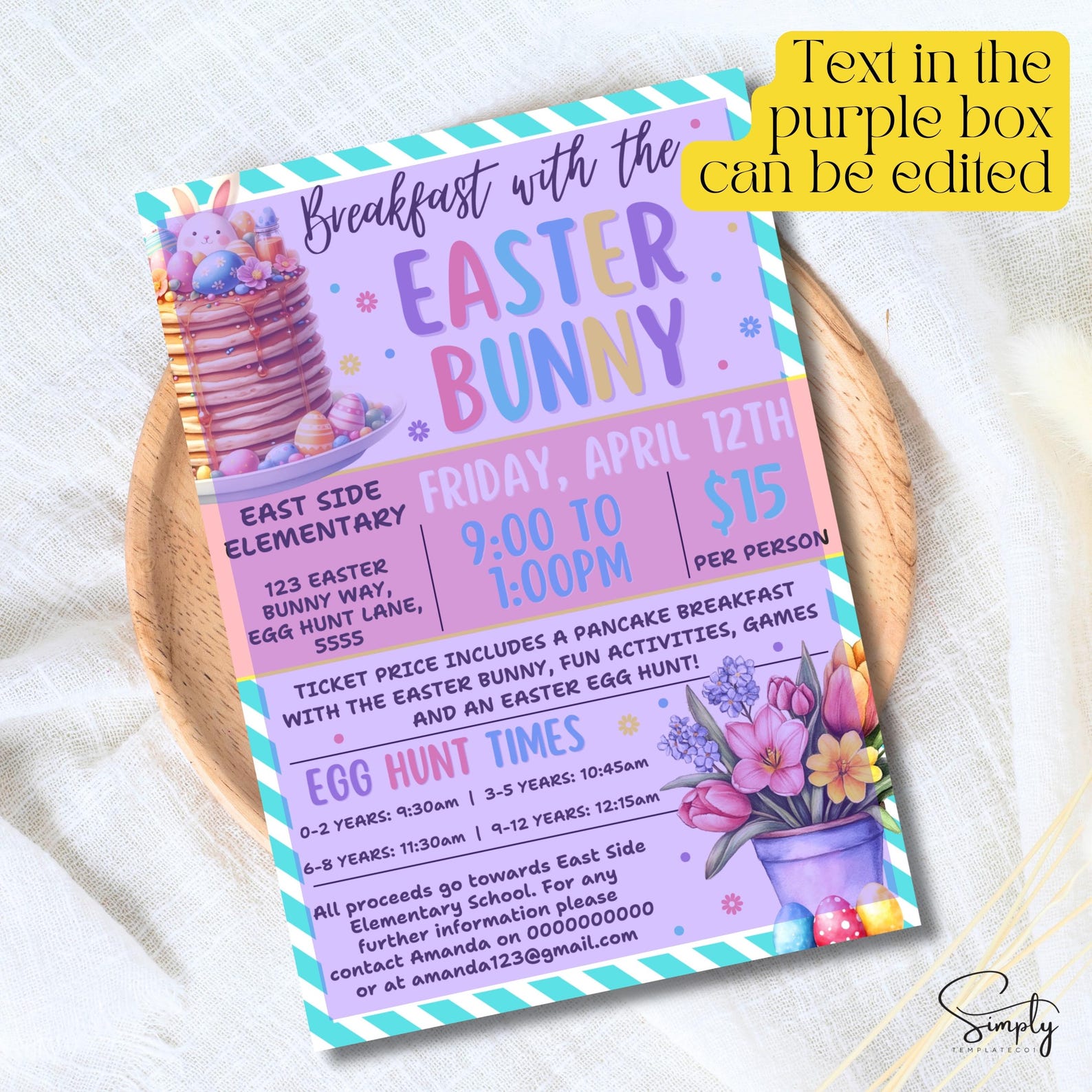 Pancake Breakfast With the Easter Bunny Flyer, Easter Egg Hunt ...
