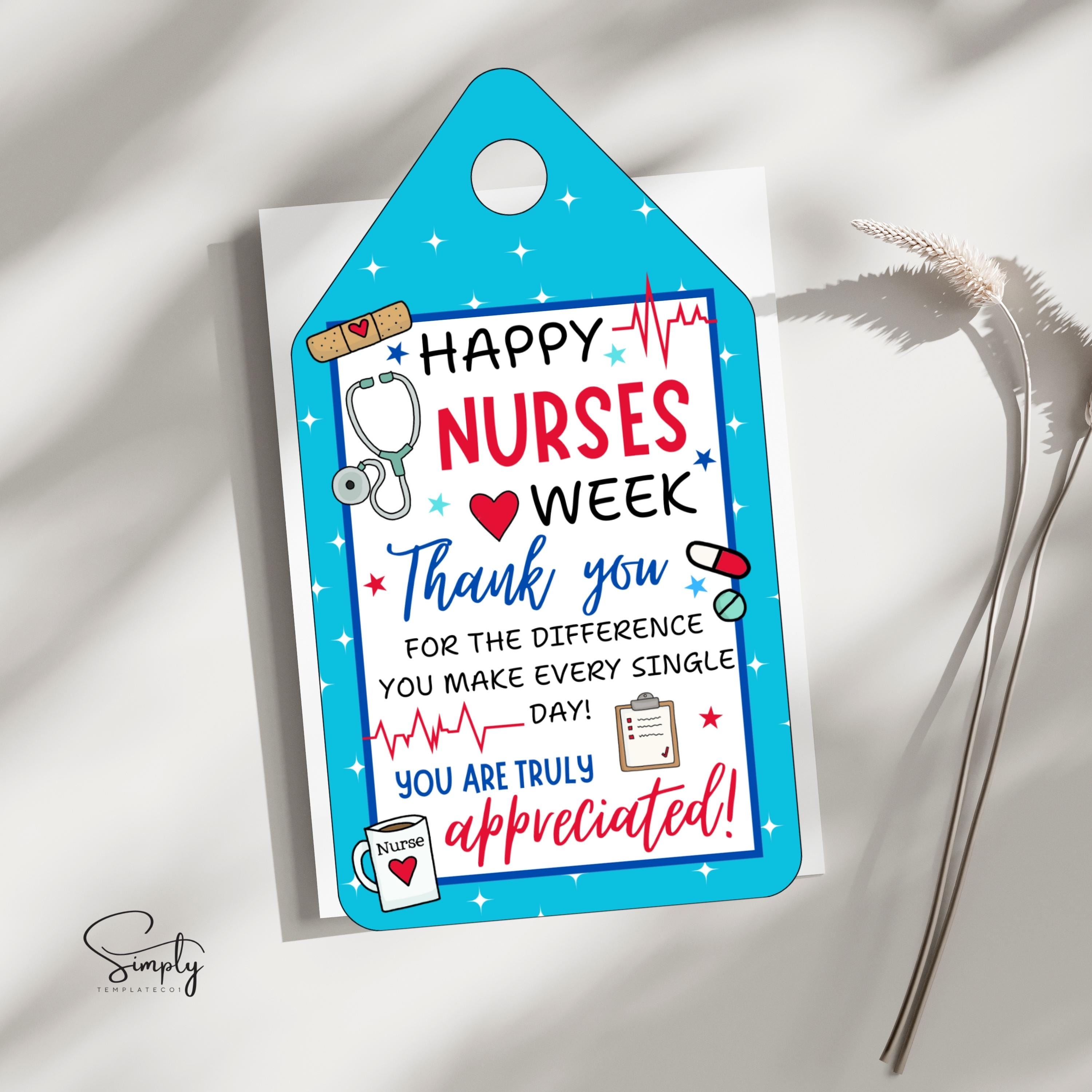 Happy Nurse Week Gift Tags Printable Nurse Appreciation Tag Nurses Week ...