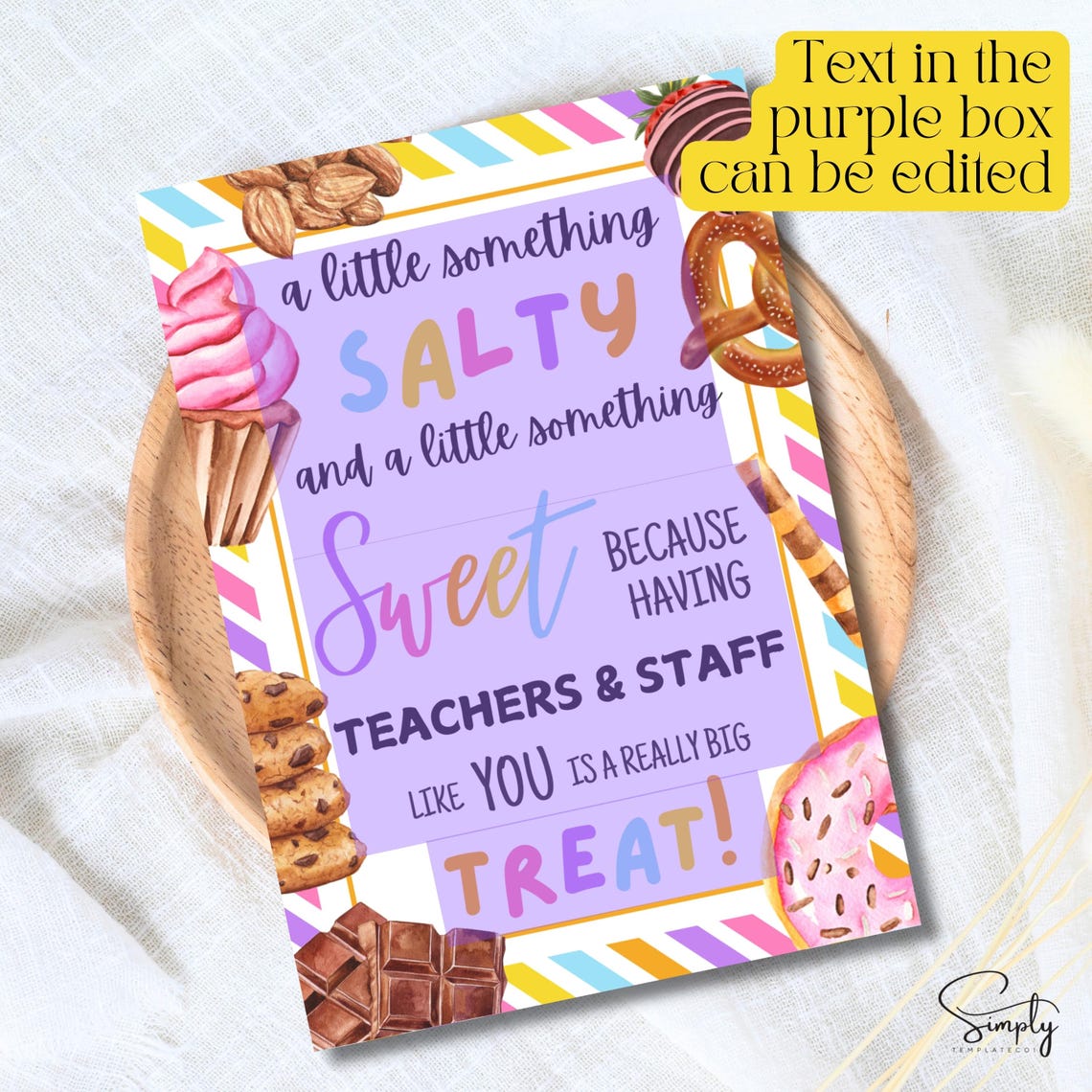 EDITABLE Salty and Sweet Appreciation Sign, Teacher Thank You Poster ...