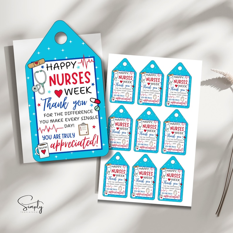 Happy Nurse Week Gift Tags Printable Nurse Appreciation Tag Nurses Week ...