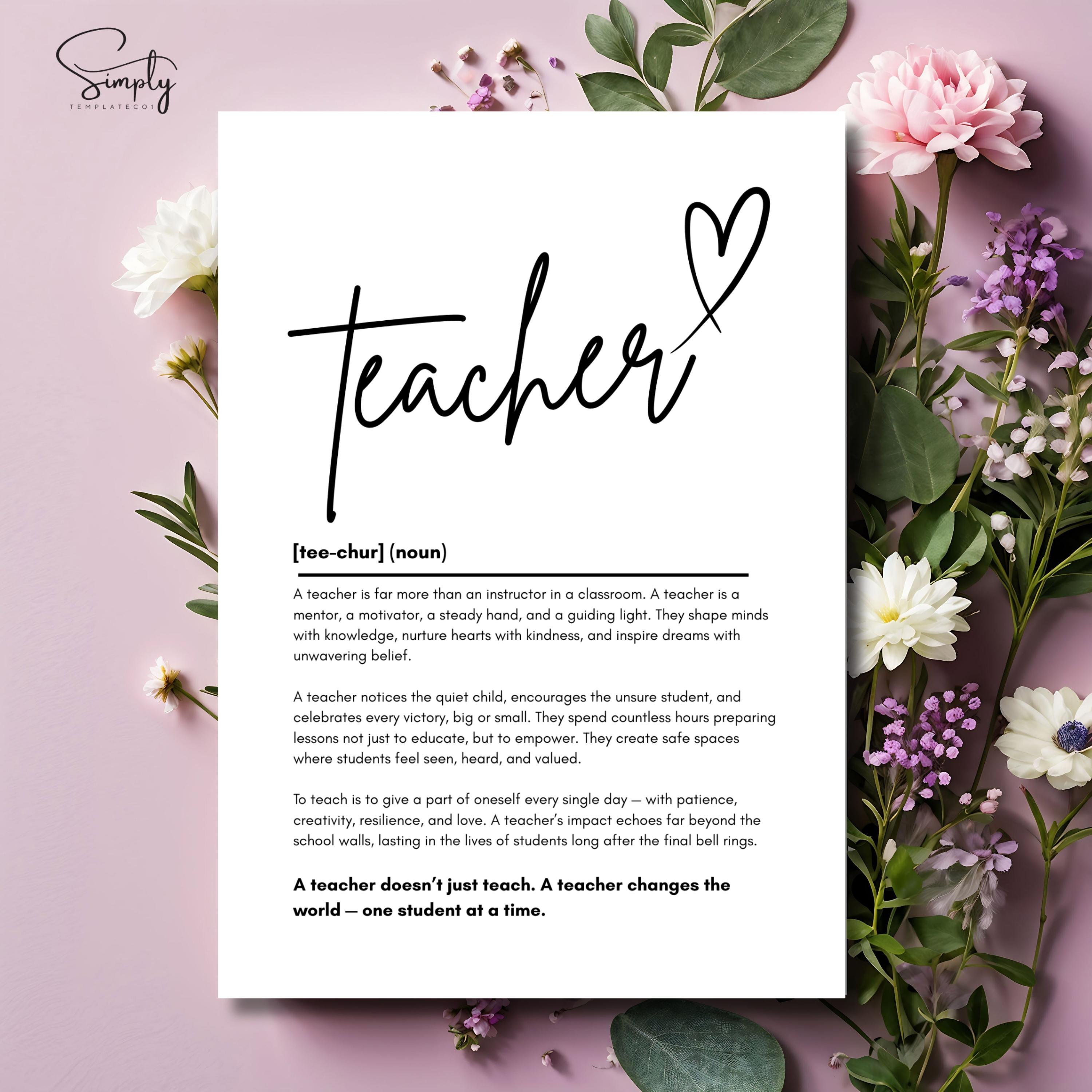Printable Teacher Definition, Printable Teacher Wall Art, Teacher ...