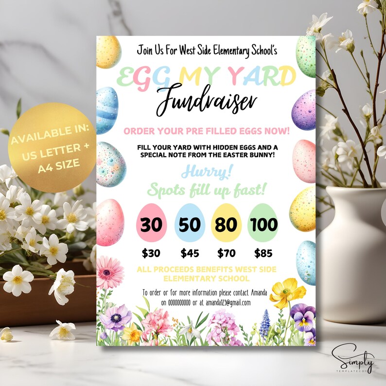 EGG MY YARD Fundraiser Flyer, School Easter Flyer, Teacher Appreciation ...