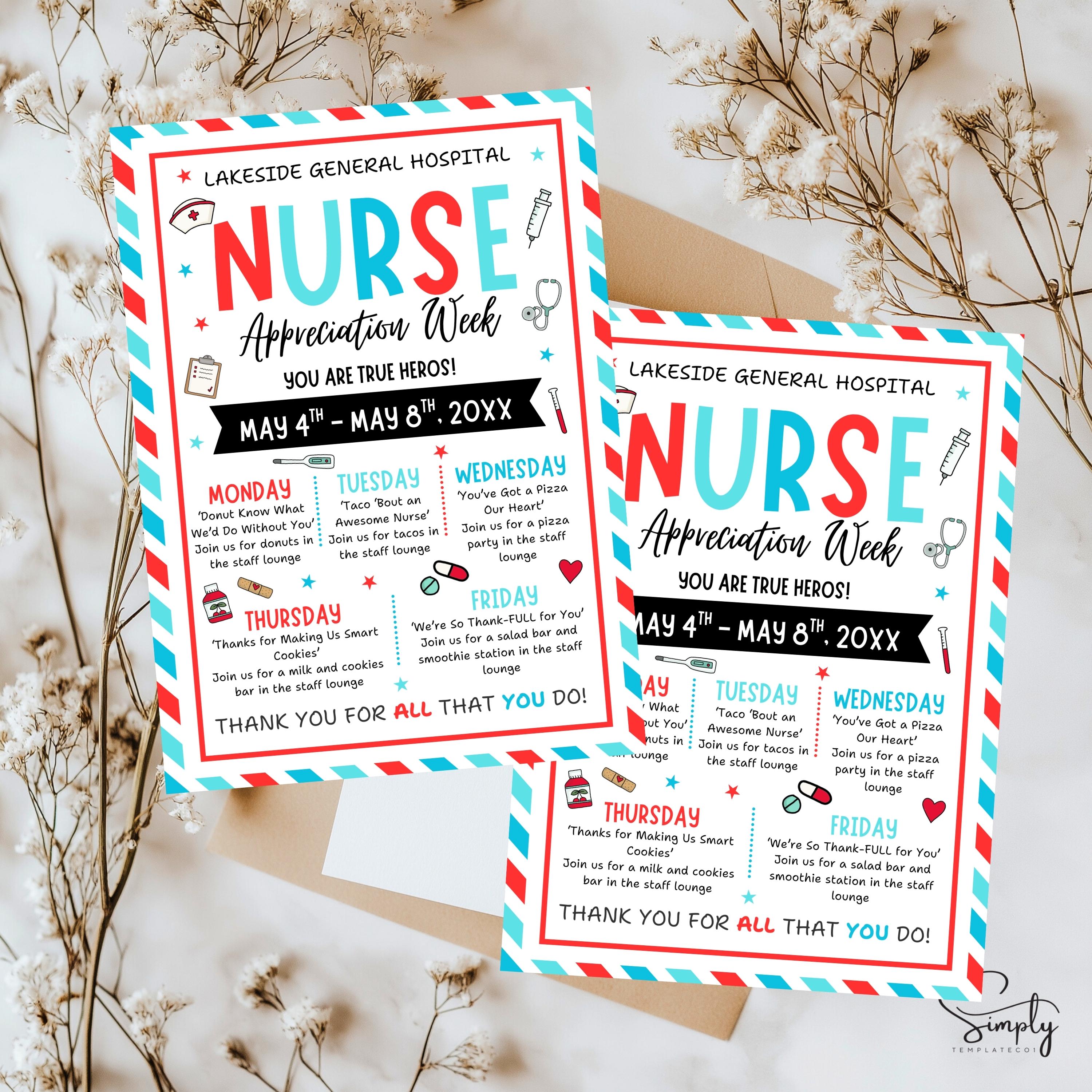 Nurse Appreciation Week Itinerary Template, National Nurses Week Events ...