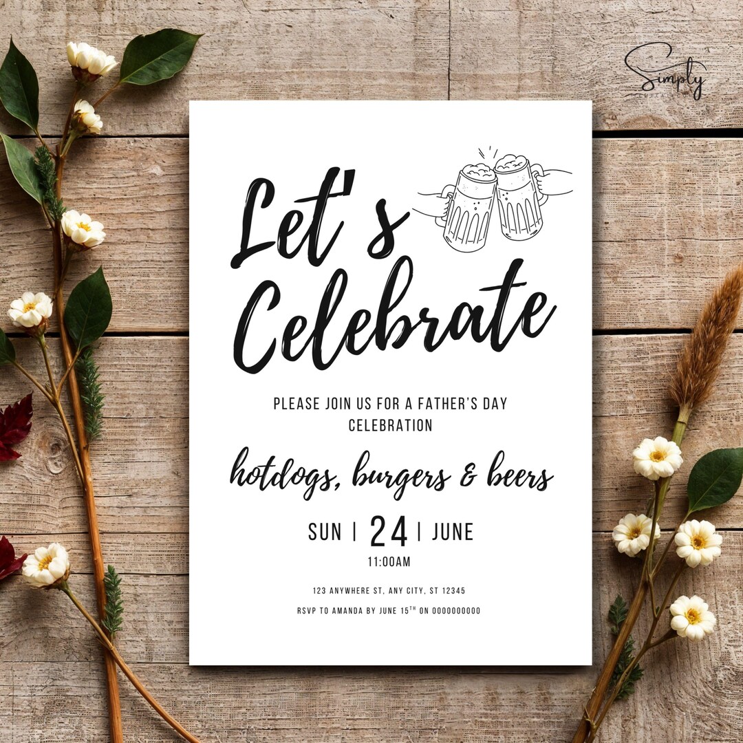 Fathers Day Party Invite, Fathers Day Lunch, Fathers Day Brunch Invite ...