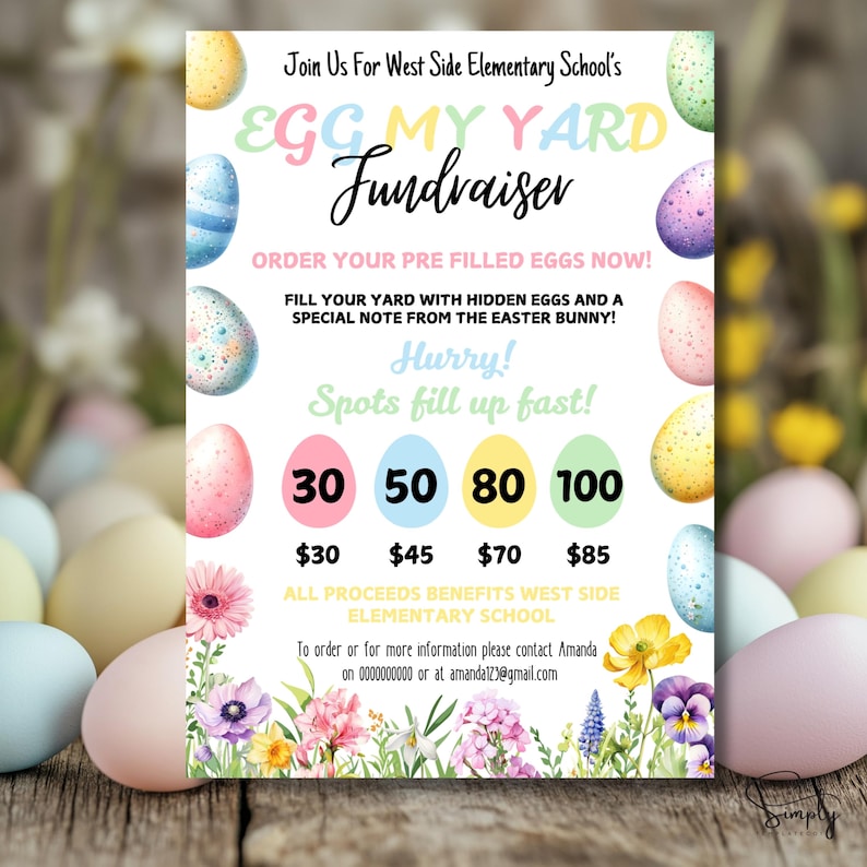 EGG MY YARD Fundraiser Flyer, School Easter Flyer, Teacher Appreciation ...