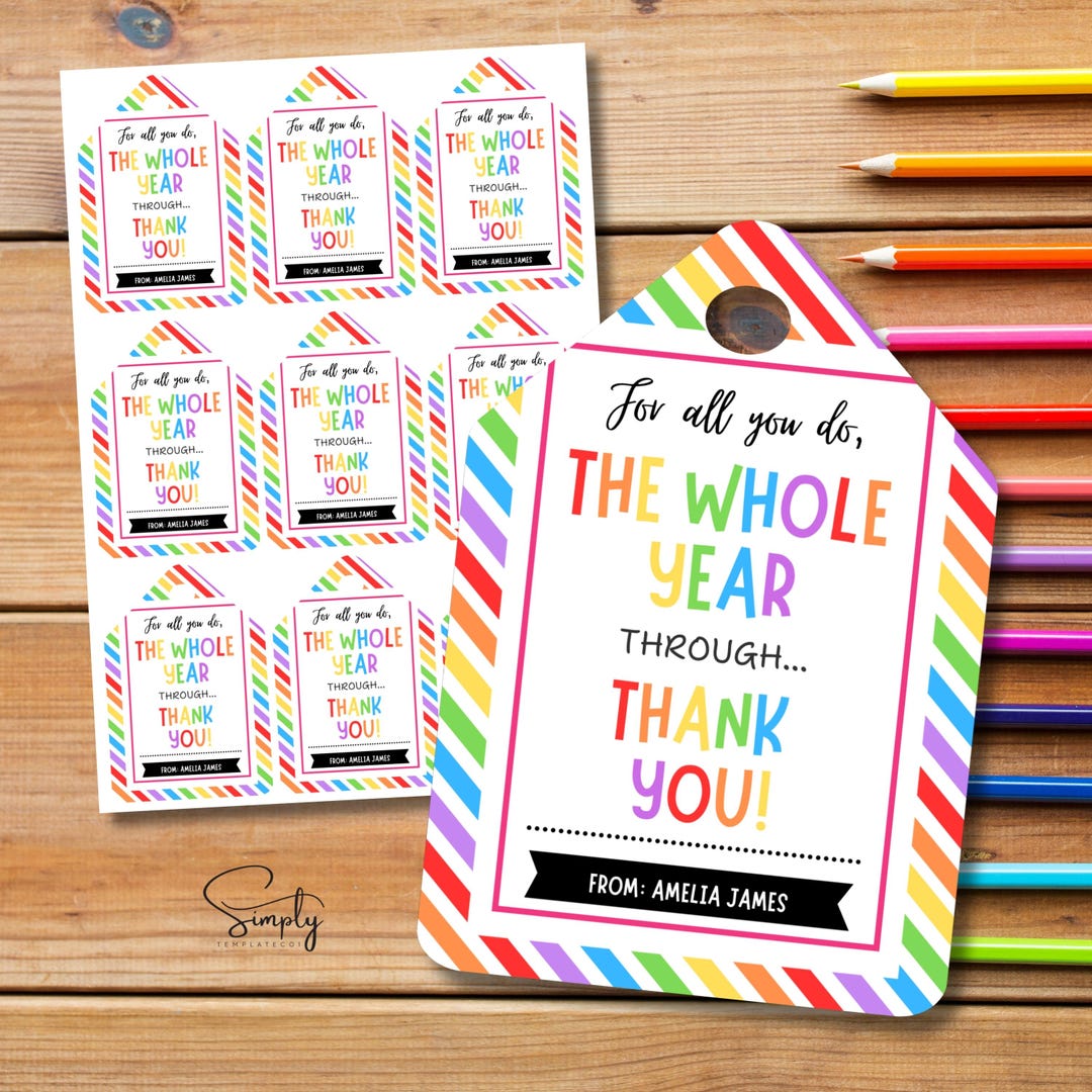 Editable Teacher Appreciation Gift Tag, Thank You Teacher Appreciation ...