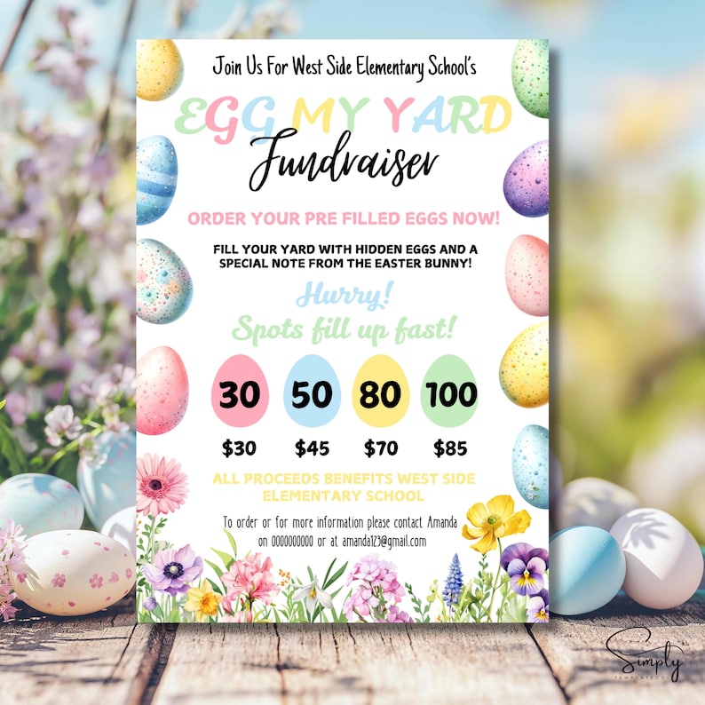 EGG MY YARD Fundraiser Flyer, School Easter Flyer, Teacher Appreciation ...