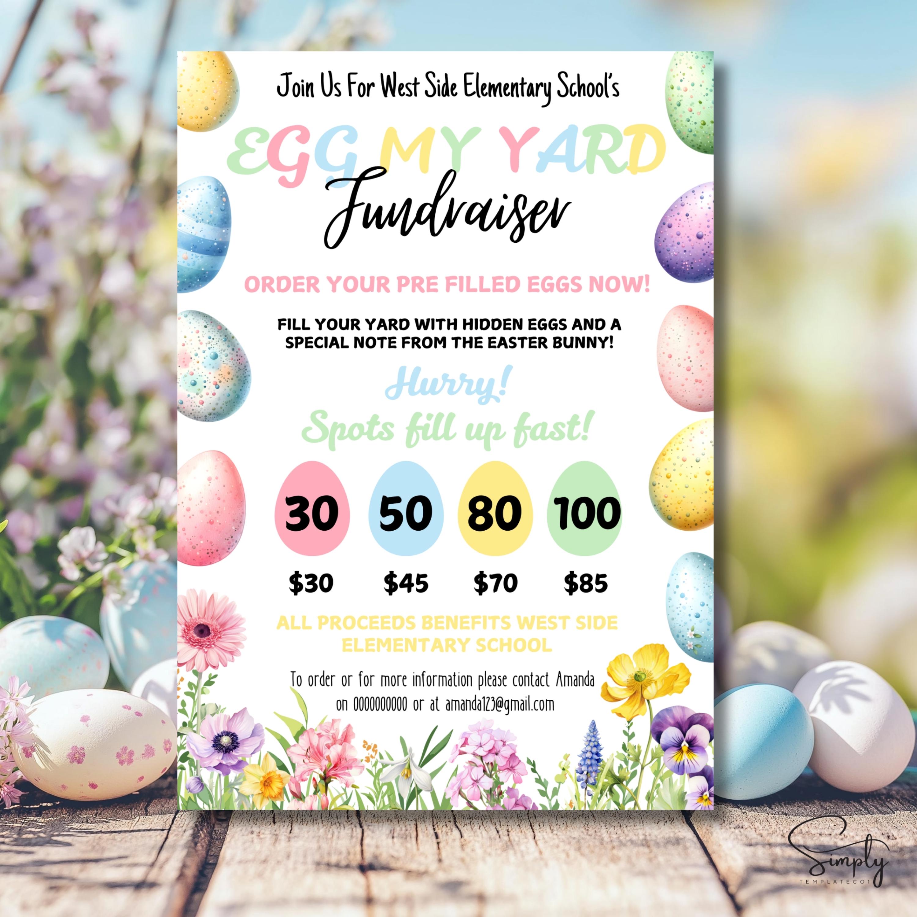 EGG MY YARD Fundraiser Flyer, School Easter Flyer, Teacher Appreciation ...