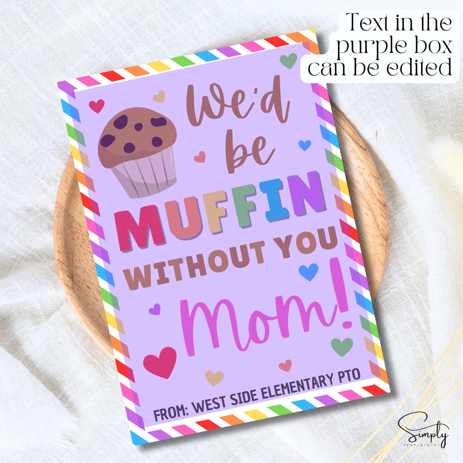 Muffin Without You Mom Poster Mothers Day School Flyer Appreciation ...