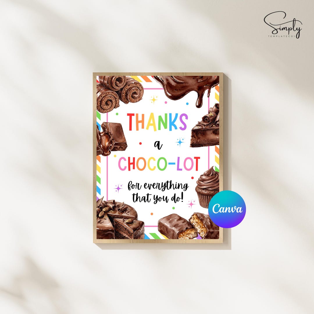 EDITABLE Chocolate Teacher Appreciation Poster, Thanks a Choco-a-lot ...