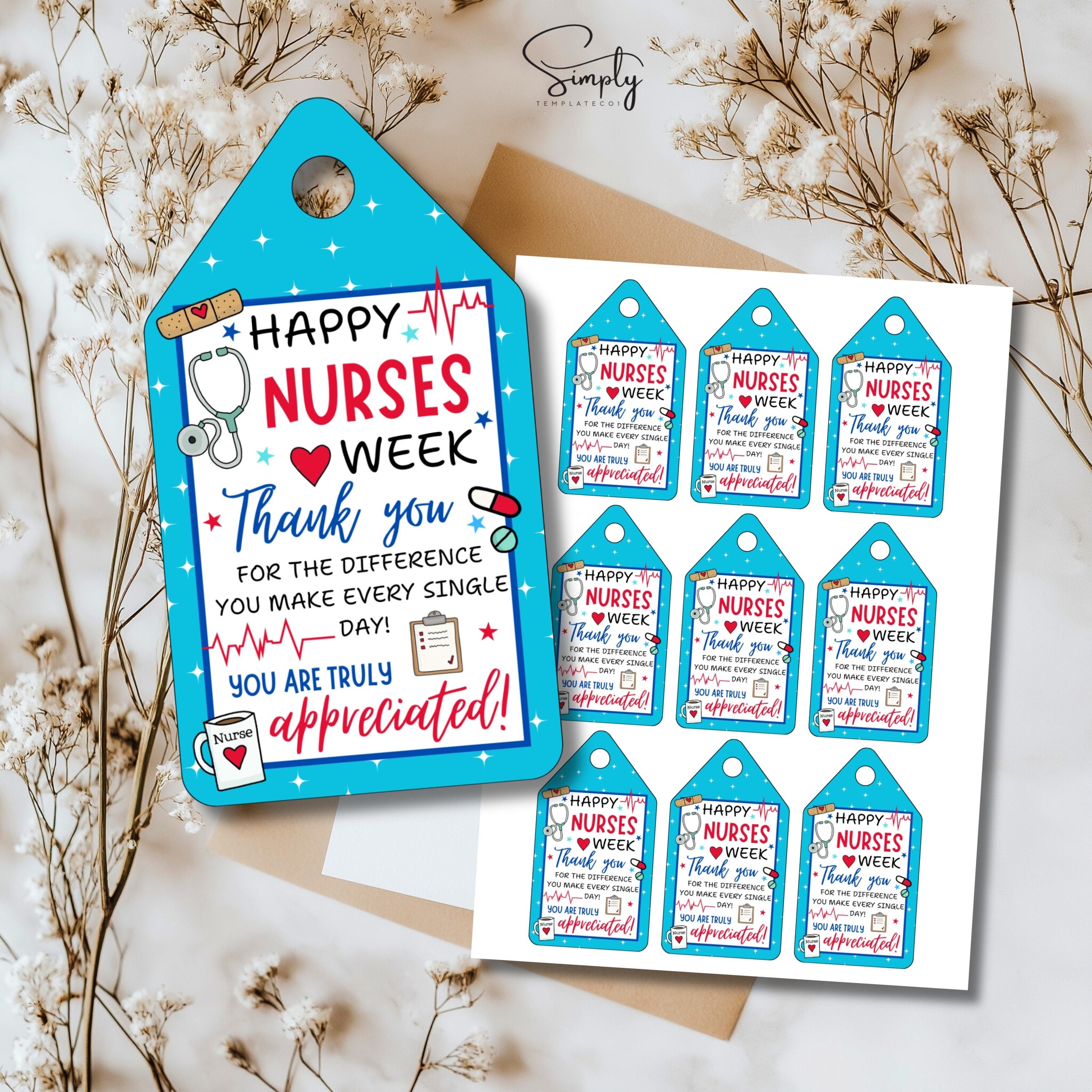 Happy Nurse Week Gift Tags Printable Nurse Appreciation Tag Nurses Week ...