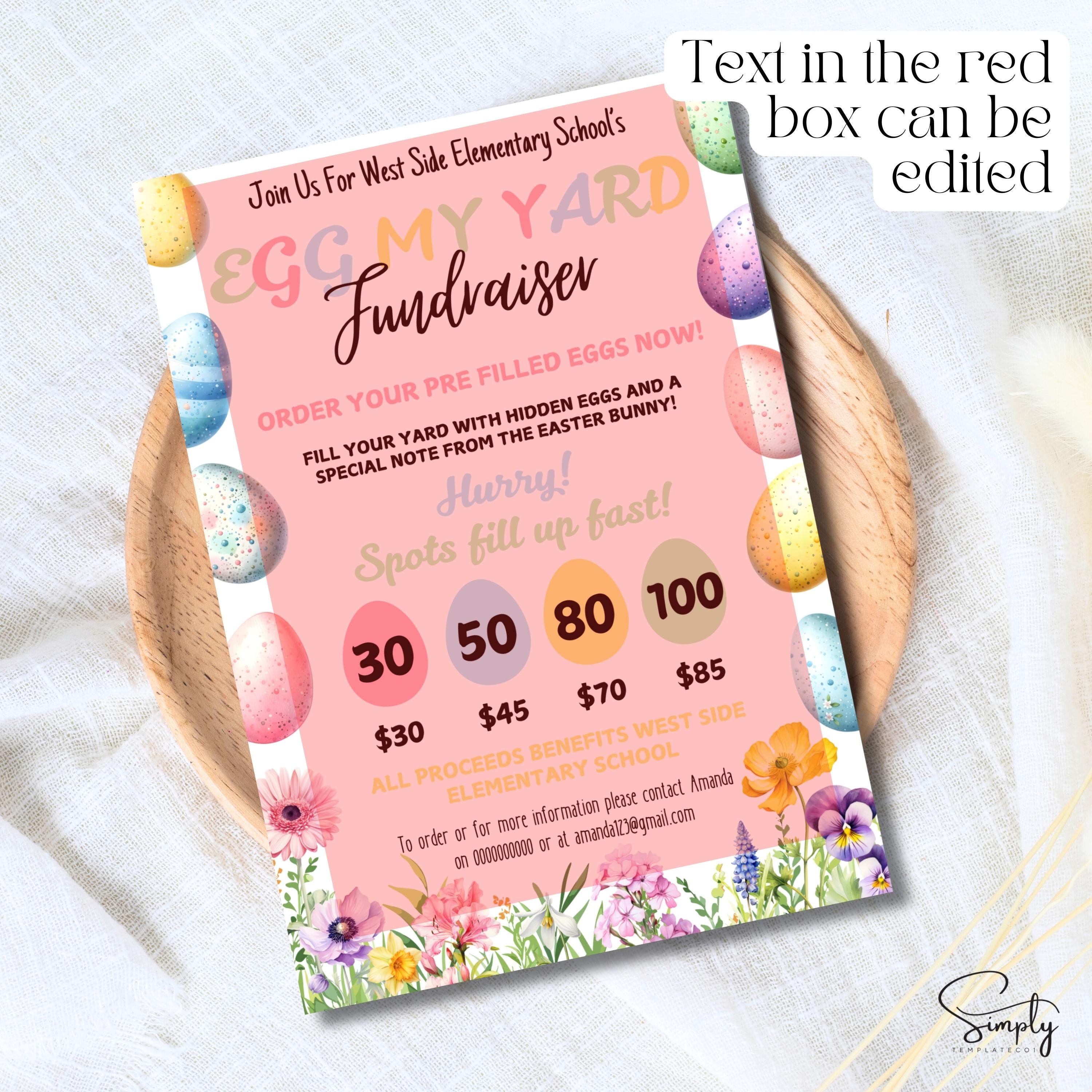 EGG MY YARD Fundraiser Flyer, School Easter Flyer, Teacher Appreciation ...