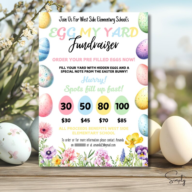 EGG MY YARD Fundraiser Flyer, School Easter Flyer, Teacher Appreciation ...