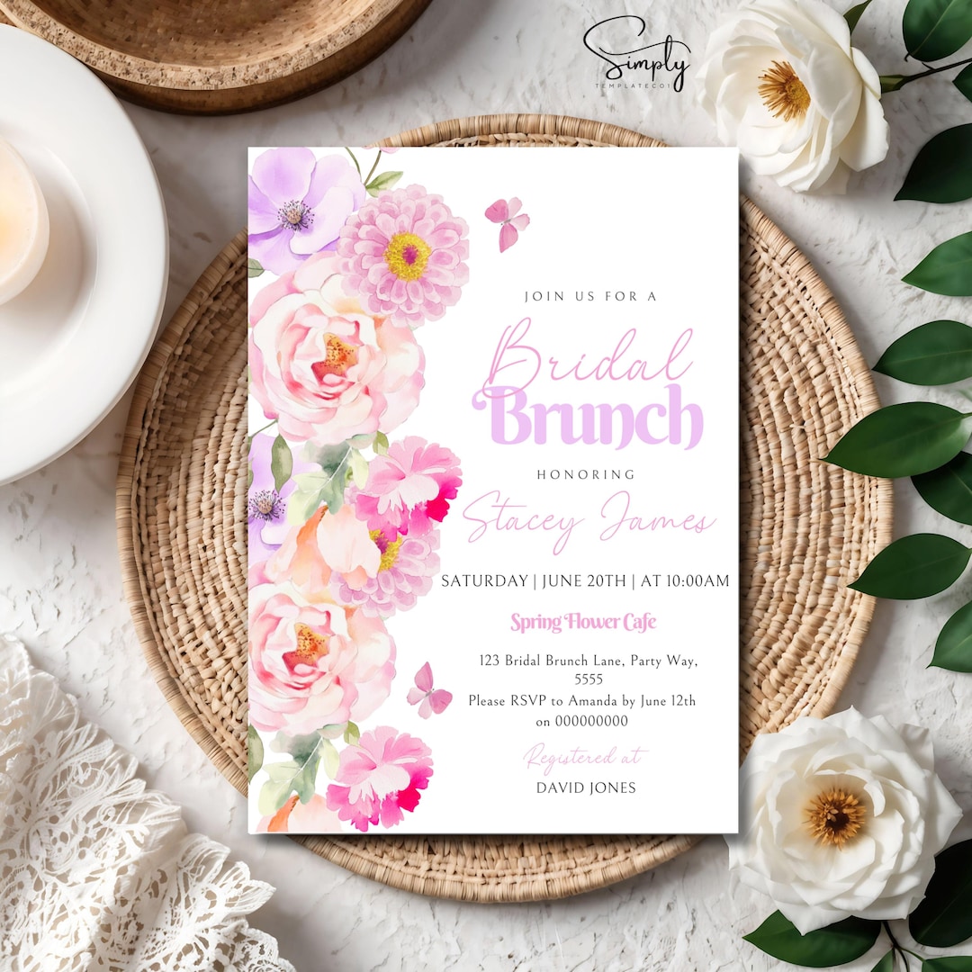 Floral Bridal Brunch Invitation, Citrus Bridal Shower, Spring Flower ...