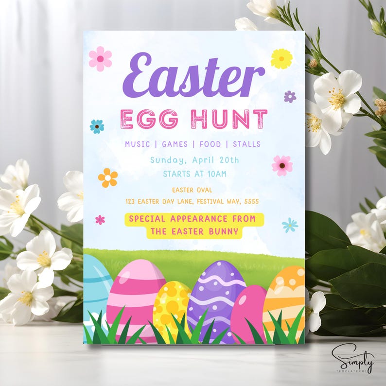 Editable Easter Egg Hunt Flyer Template, Easter Festival Flyer, Church ...