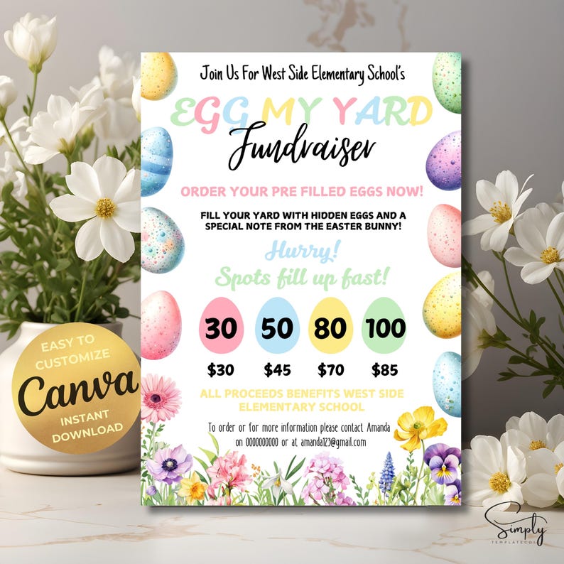 EGG MY YARD Fundraiser Flyer, School Easter Flyer, Teacher Appreciation ...