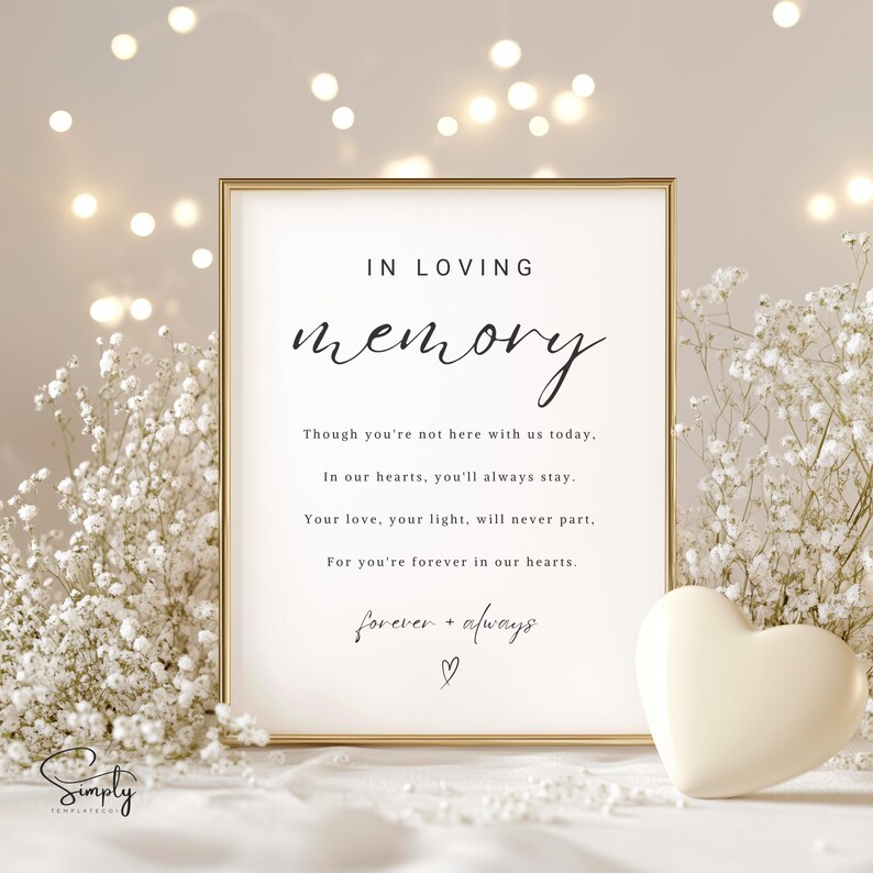 Editable in Loving Memory Sign, Printable Wedding Memorial Sign, Modern ...