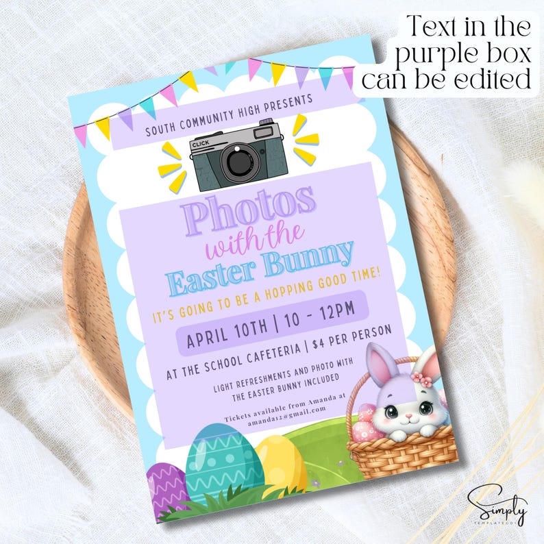 Photos With the Easter Bunny Flyer Template PTO Easter School ...