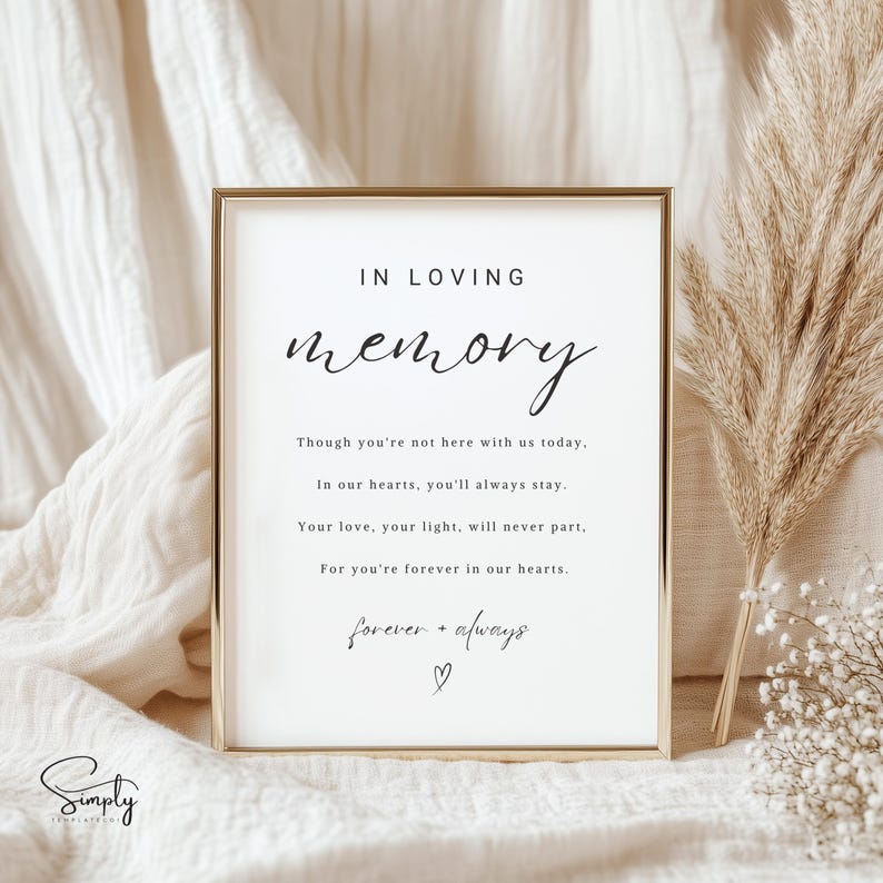 Editable in Loving Memory Sign, Printable Wedding Memorial Sign, Modern ...