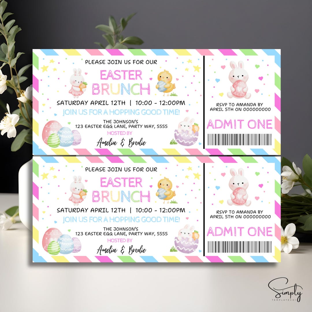 EASTER Brunch Party Flyer Editable Template, Egg My Yard, Easter Ticket ...