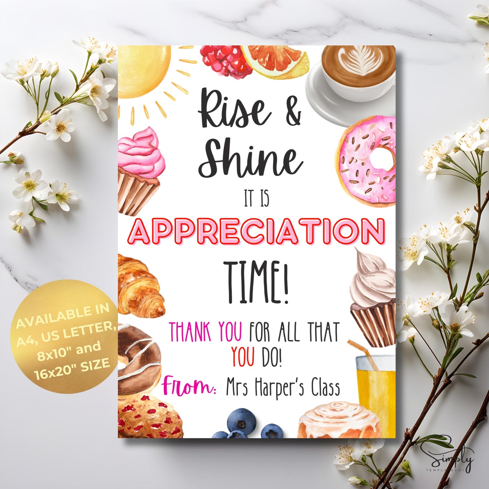 EDITABLE Rise & Shine Teacher Appreciation Sign, Teacher Appreciation ...