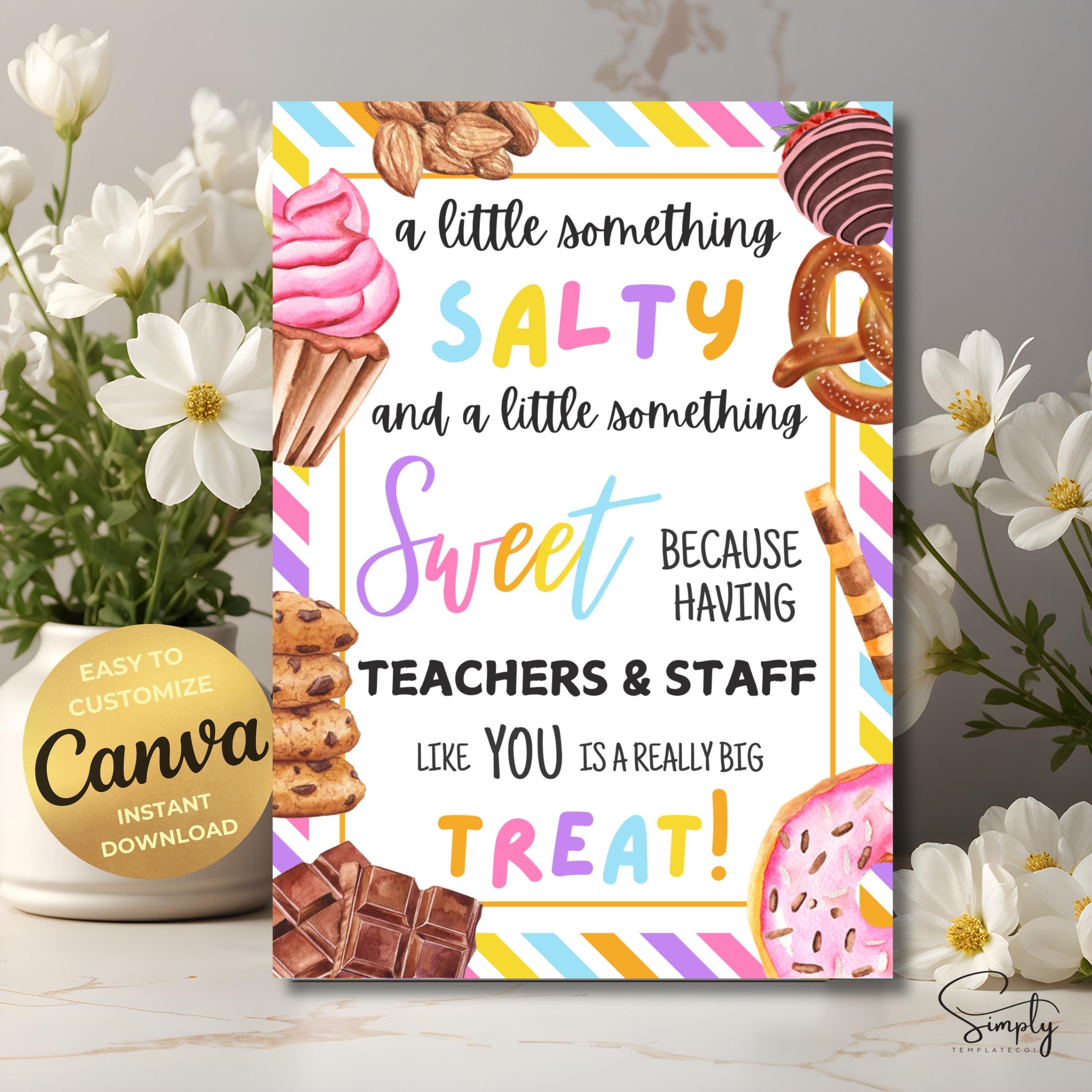 EDITABLE Salty and Sweet Appreciation Sign, Teacher Thank You Poster ...