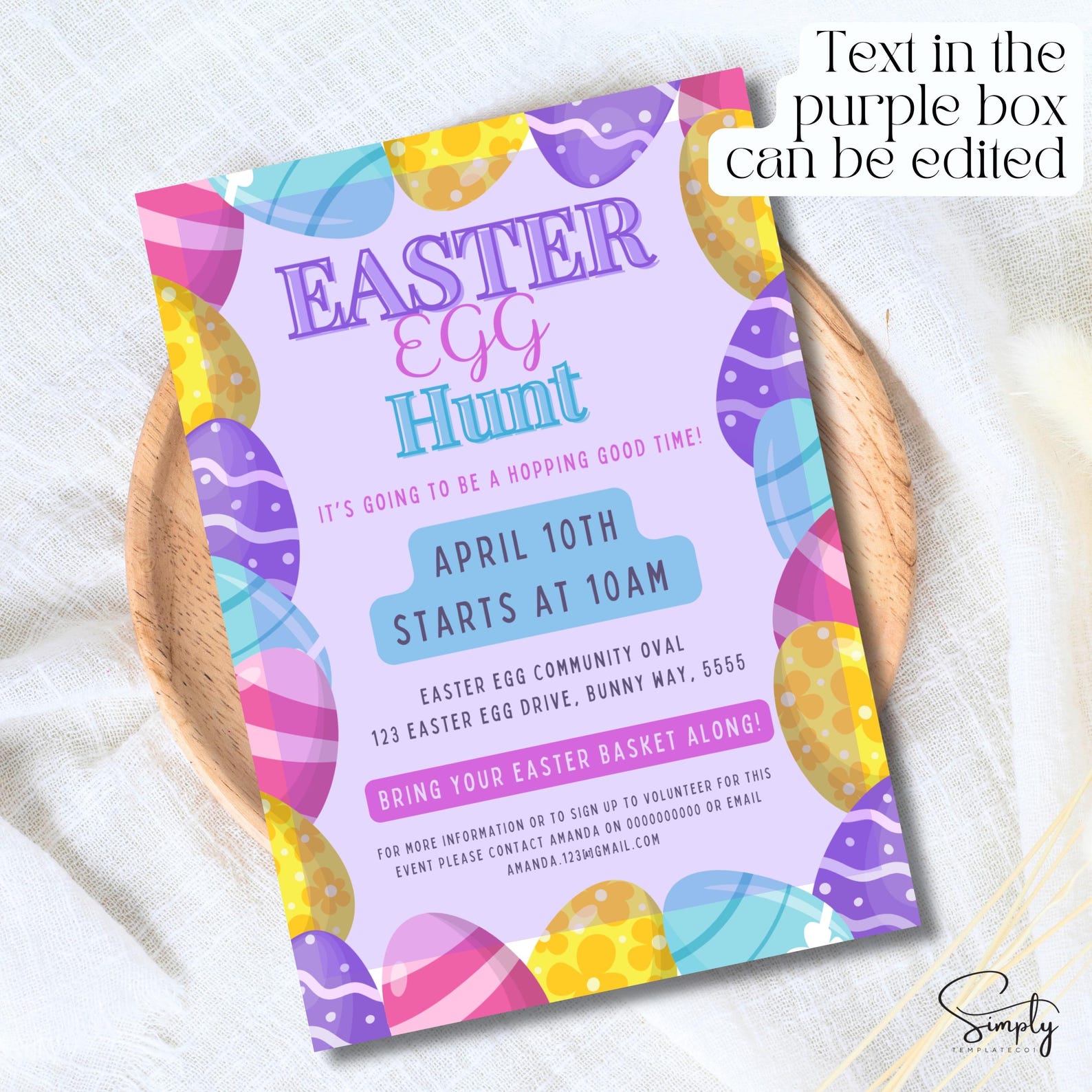 Easter Egg Hunt Fundraiser Flyer Editable Template, Kids Spring Easter ...