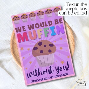 Muffin Appreciation Sign Printable Muffin Without You Mom Poster ...