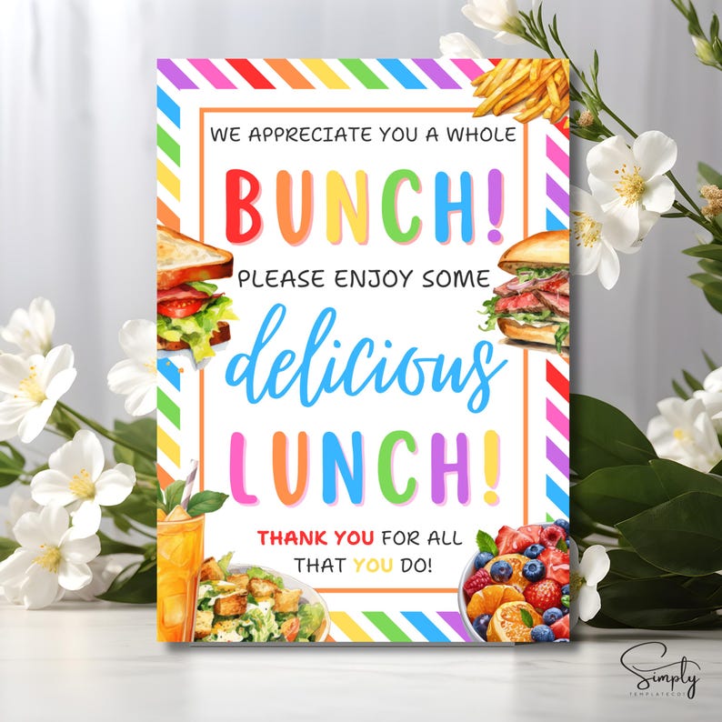 EDITABLE Lunch Appreciation Sign, Lunch Teacher Thank You Sign, Lunch ...