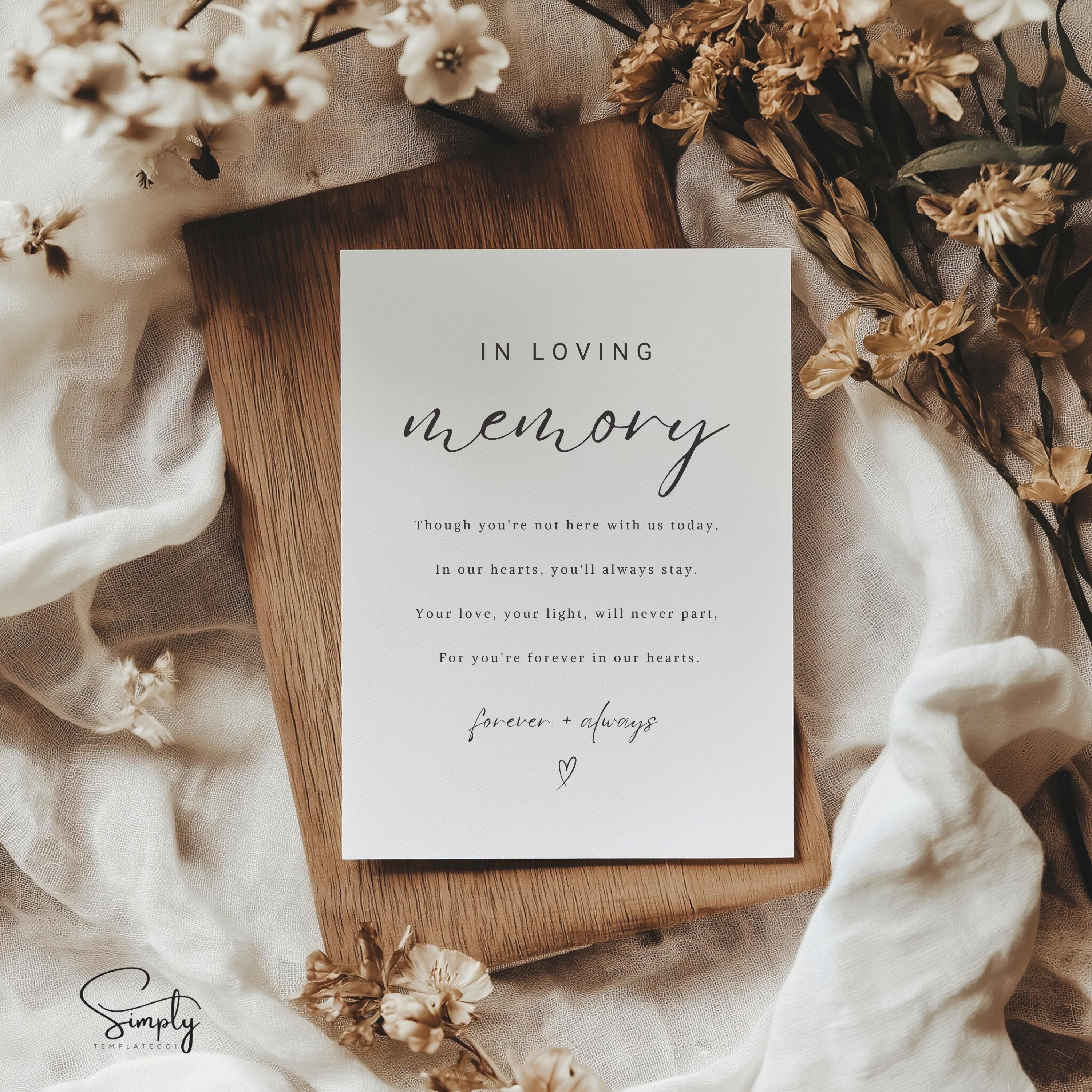 Editable in Loving Memory Sign, Printable Wedding Memorial Sign, Modern ...