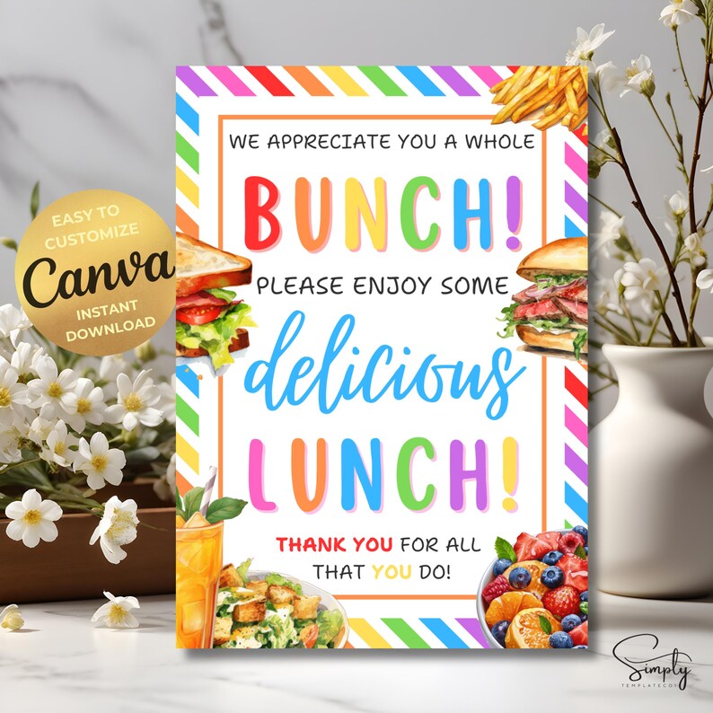 EDITABLE Lunch Appreciation Sign, Lunch Teacher Thank You Sign, Lunch ...