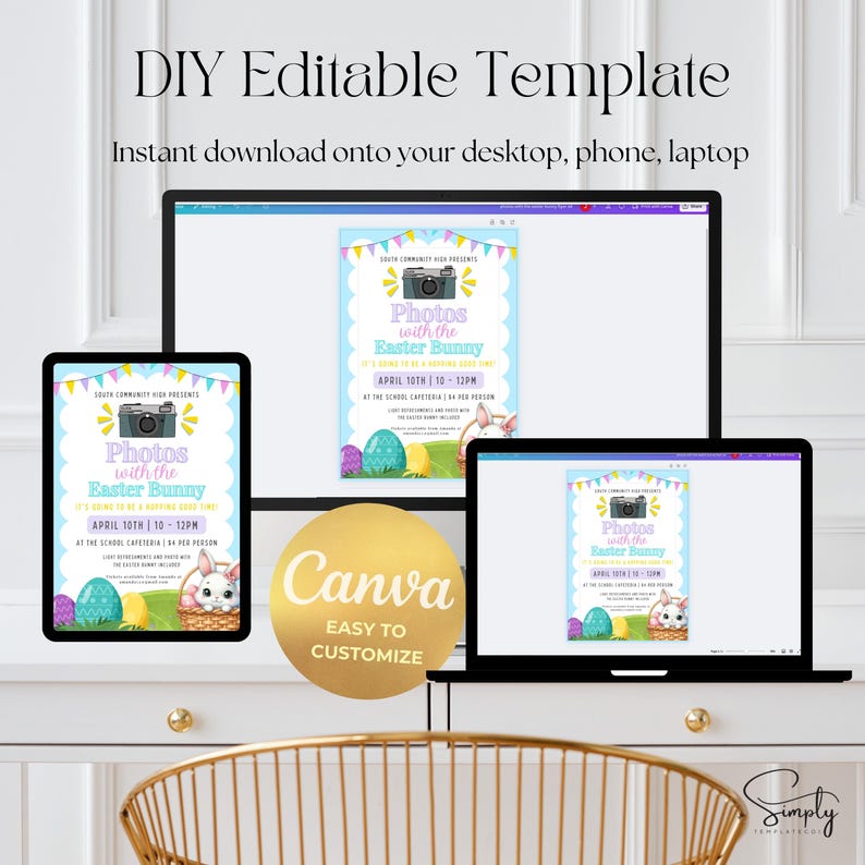 Photos With the Easter Bunny Flyer Template PTO Easter School ...