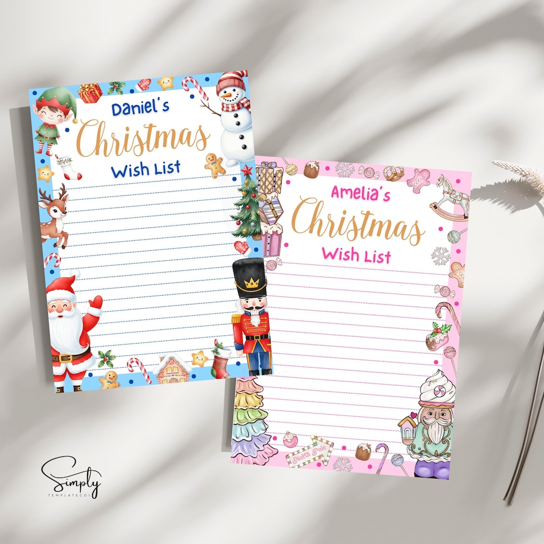 Editable Kids Christmas Wishlist DIY Holiday Wish List Template ...