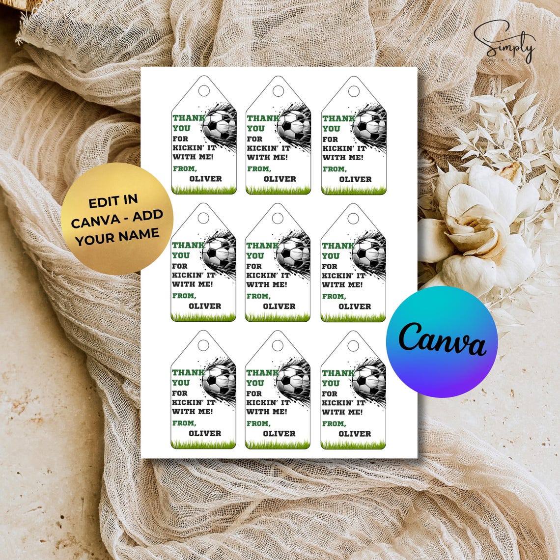 Soccer Birthday Favor Tags Thank You Gift Tag Soccer Party Favor Label ...