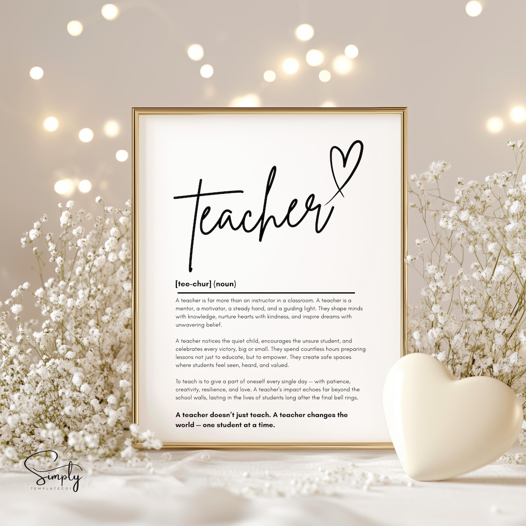 Printable Teacher Definition, Printable Teacher Wall Art, Teacher ...