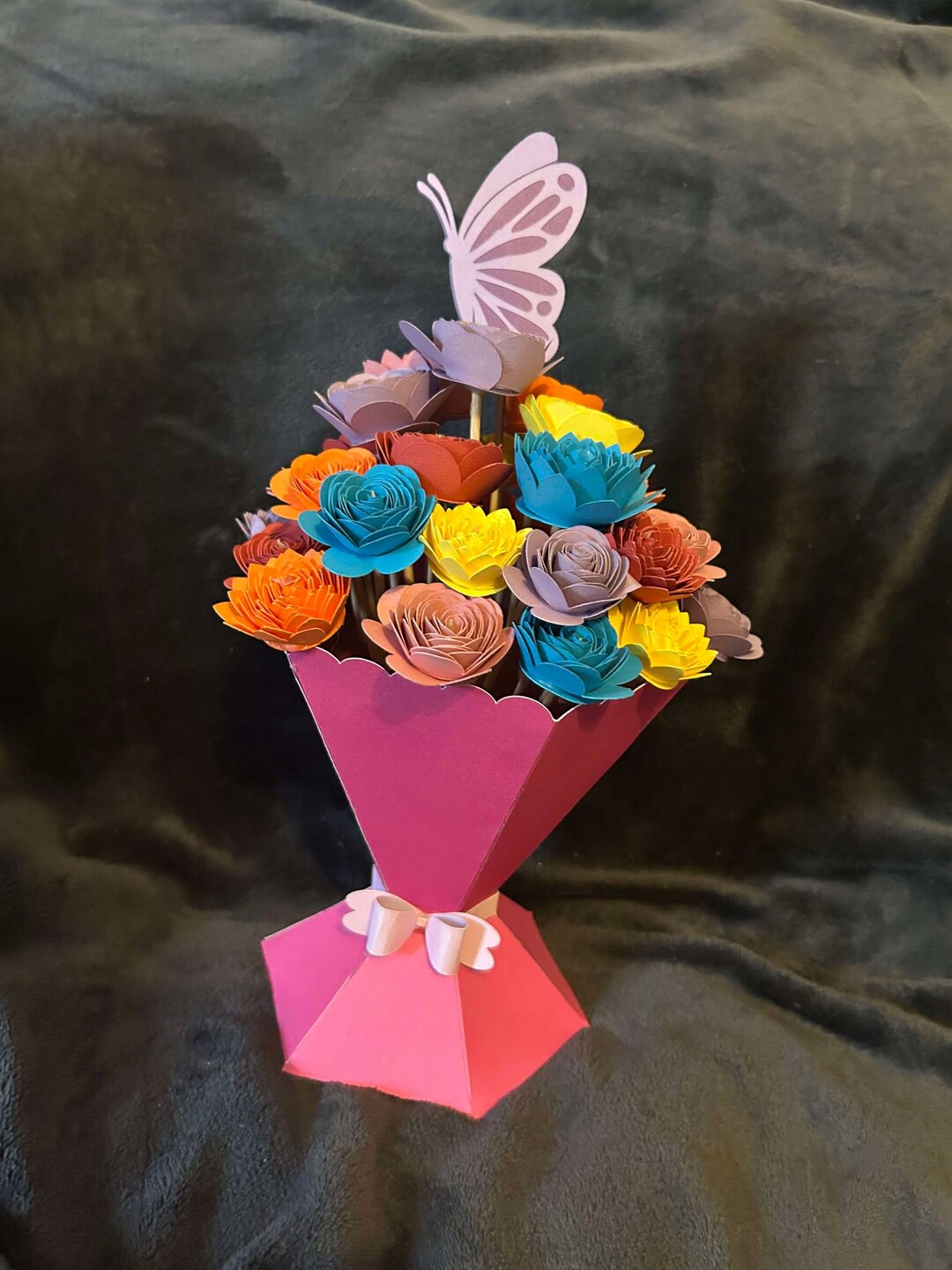 Hand Made Paper Flower Bouquet - 3D Pop-up Floral Arrangement With ...