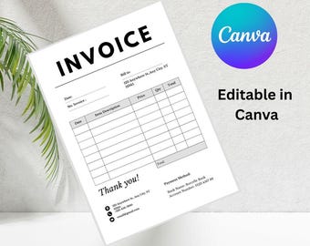 Editable Invoice Template for Small Business | Minimalist Billing Form ...