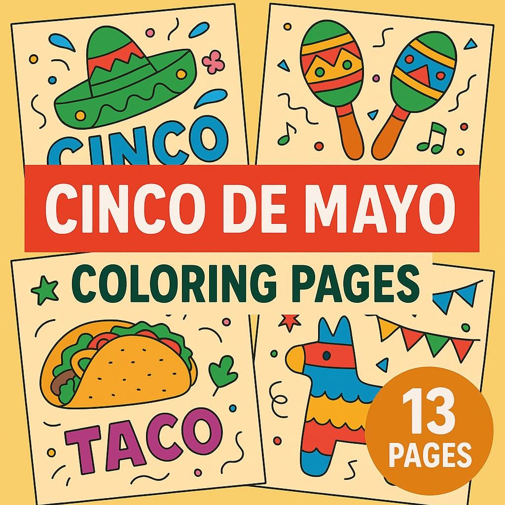 Cinco De Mayo Coloring Pages - 13 Printable Activity Sheets for Kids ...
