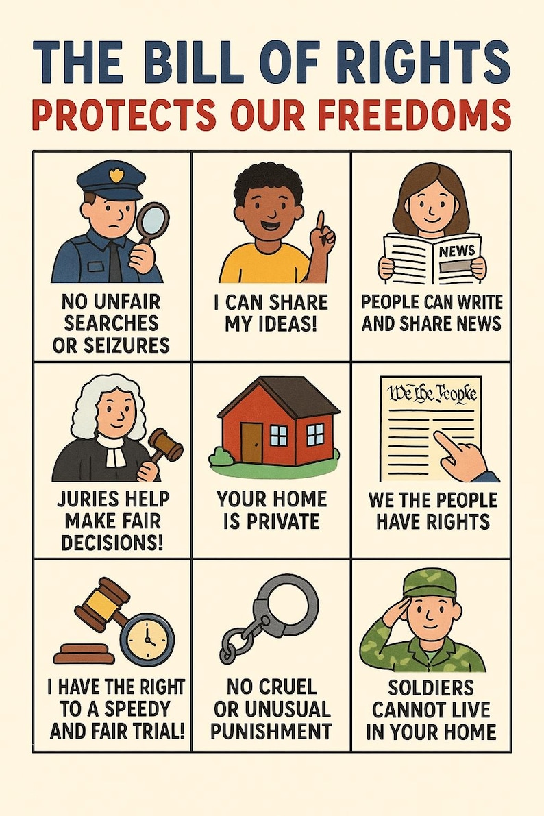 Bill of Rights Printable – Kid-friendly Civics Classroom Poster (PDF ...