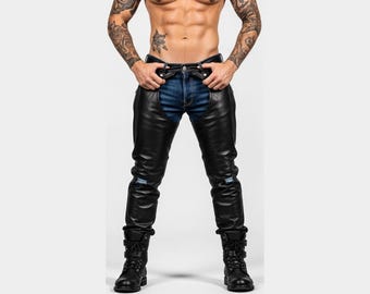 Genuine Brown Leather Chaps for Men | Real Leather Biker Chaps | Custom ...