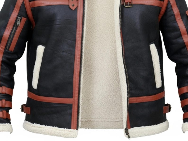 Handmade B3 Bomber Jacket | Genuine Shearling Leather Aviator Coat ...