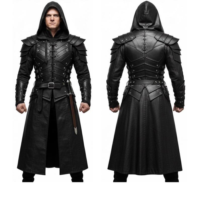 Handmade Leather Assassin Armor Cloak: Medieval Warrior Cosplay Outfit ...