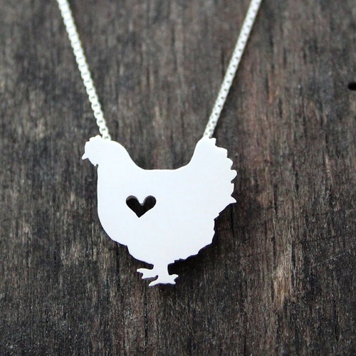 Tiny Hen Chicken Necklace Sterling Silver Hand Cut Pendant - Etsy