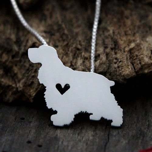 Tiny Cocker Spaniel Necklace Sterling Silver Hand-cut Dog | Etsy