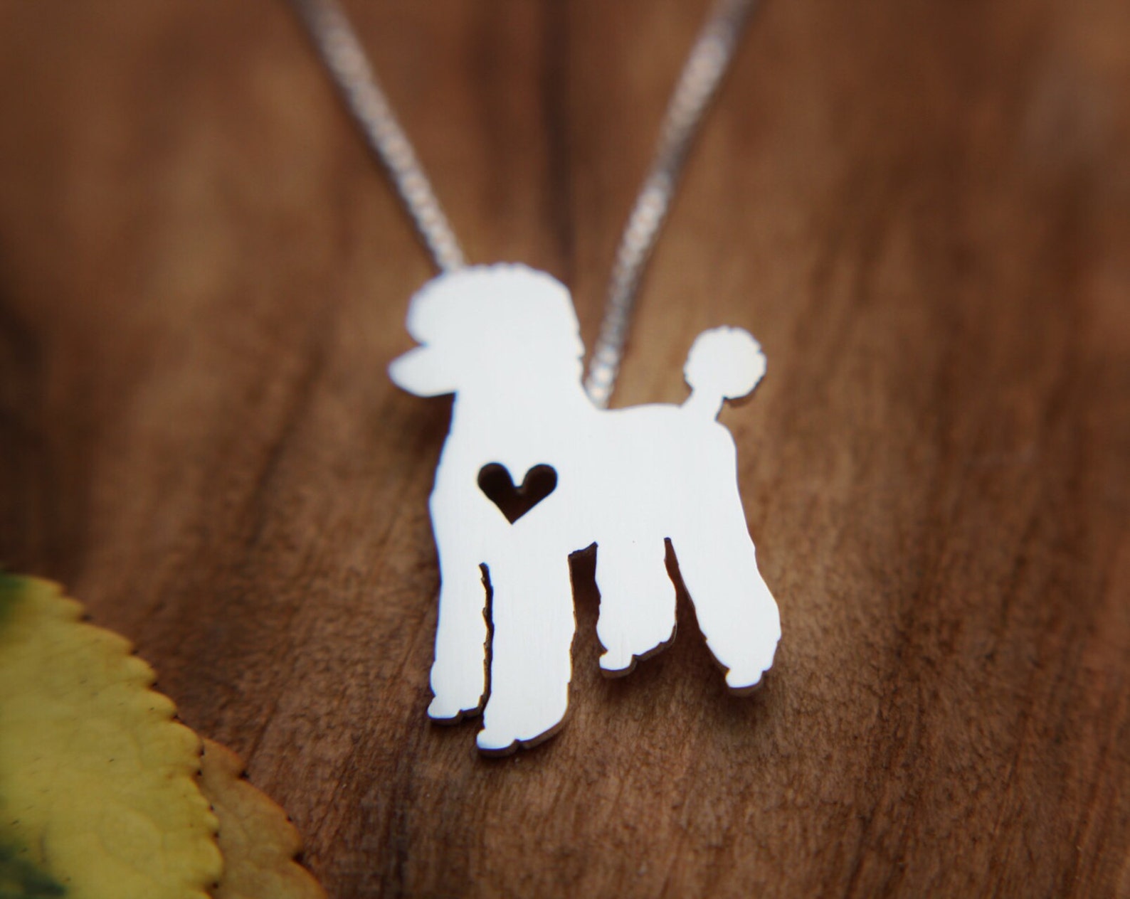 Tiny Poodle Necklace, Sterling Silver Hand Cut Pendant and Heart, Dog ...